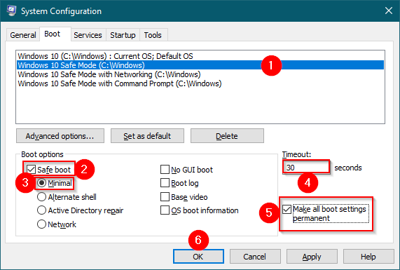 ¿Cómo agregar el modo seguro al menú de arranque en Windows 10?